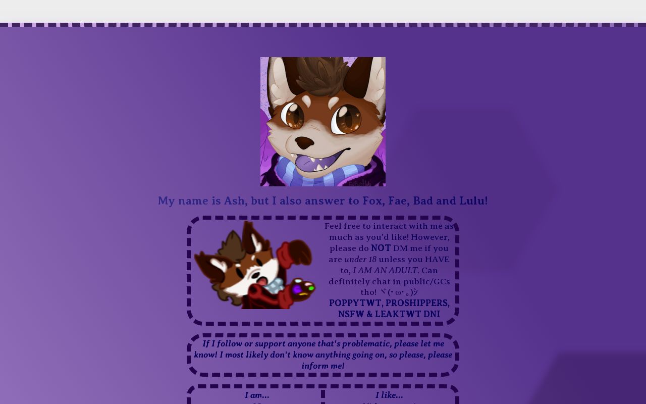 FaerieFoxAsh's Carrd